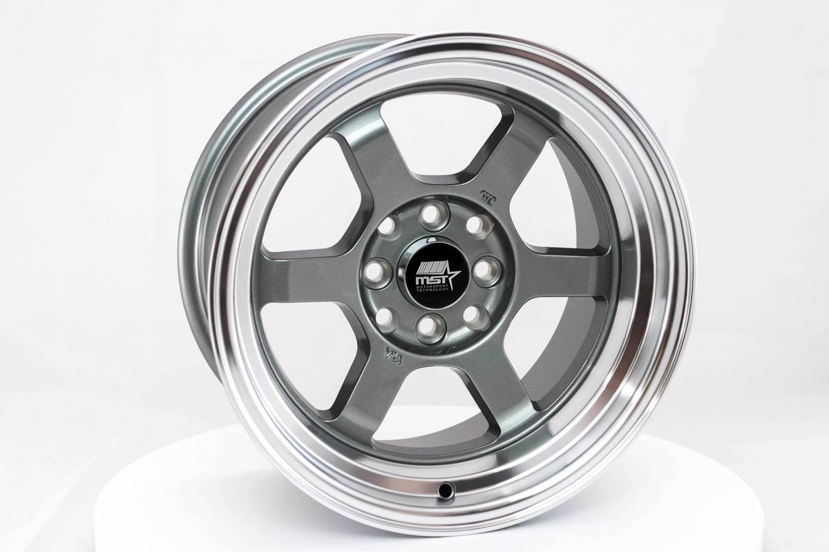 MST Time Attack 15X8 0ET 4X100/114.3 Gun Metal Machined Lip